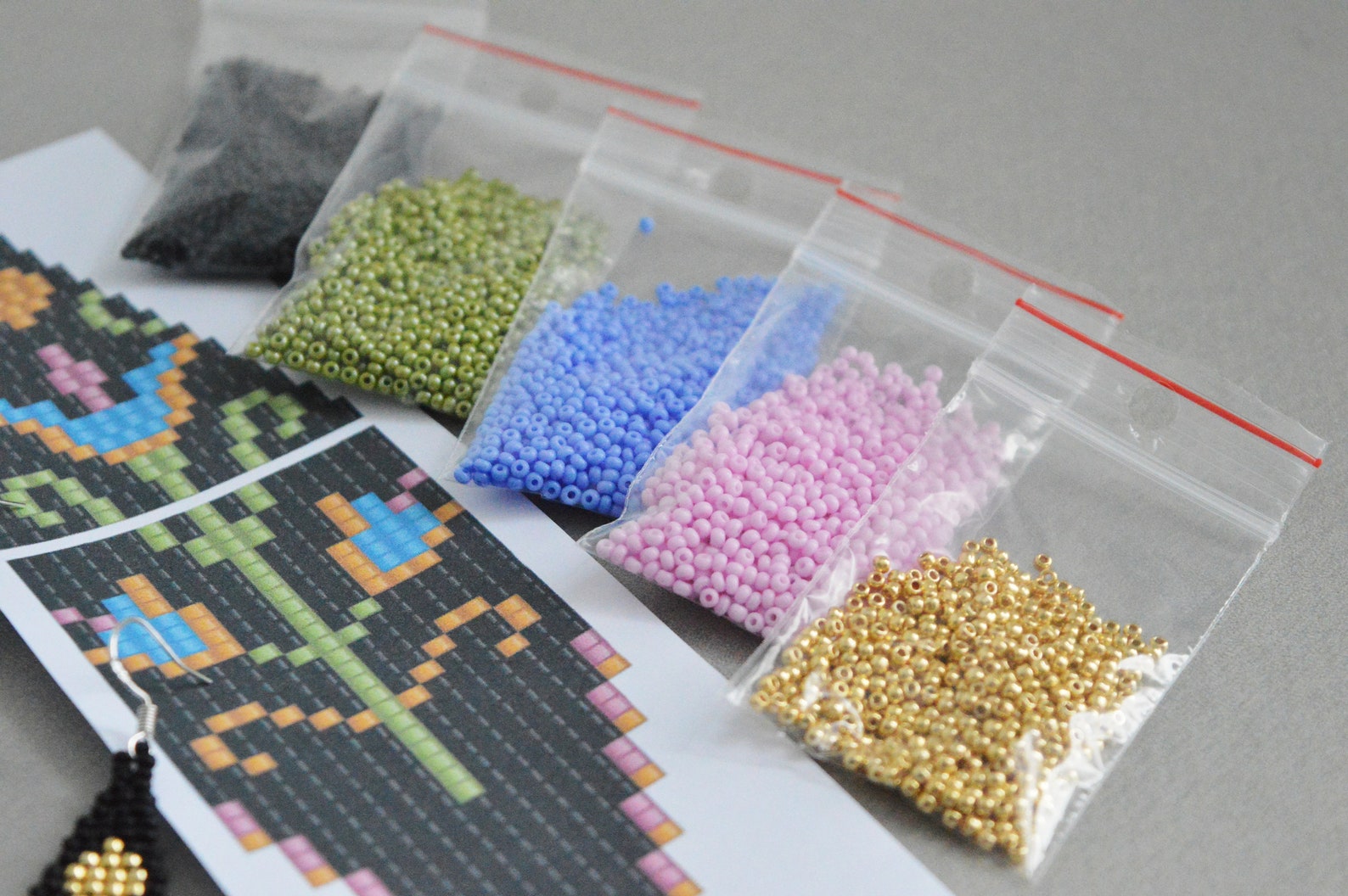 DIY Beaded Earrings Kit | for Beginner Pattern Fringe Flower Earrings ...