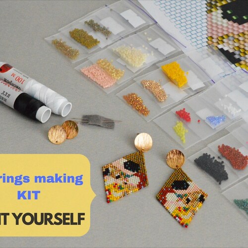 DIY Beaded Earrings Kit for Beginner Pattern Fringe Earrings - Etsy