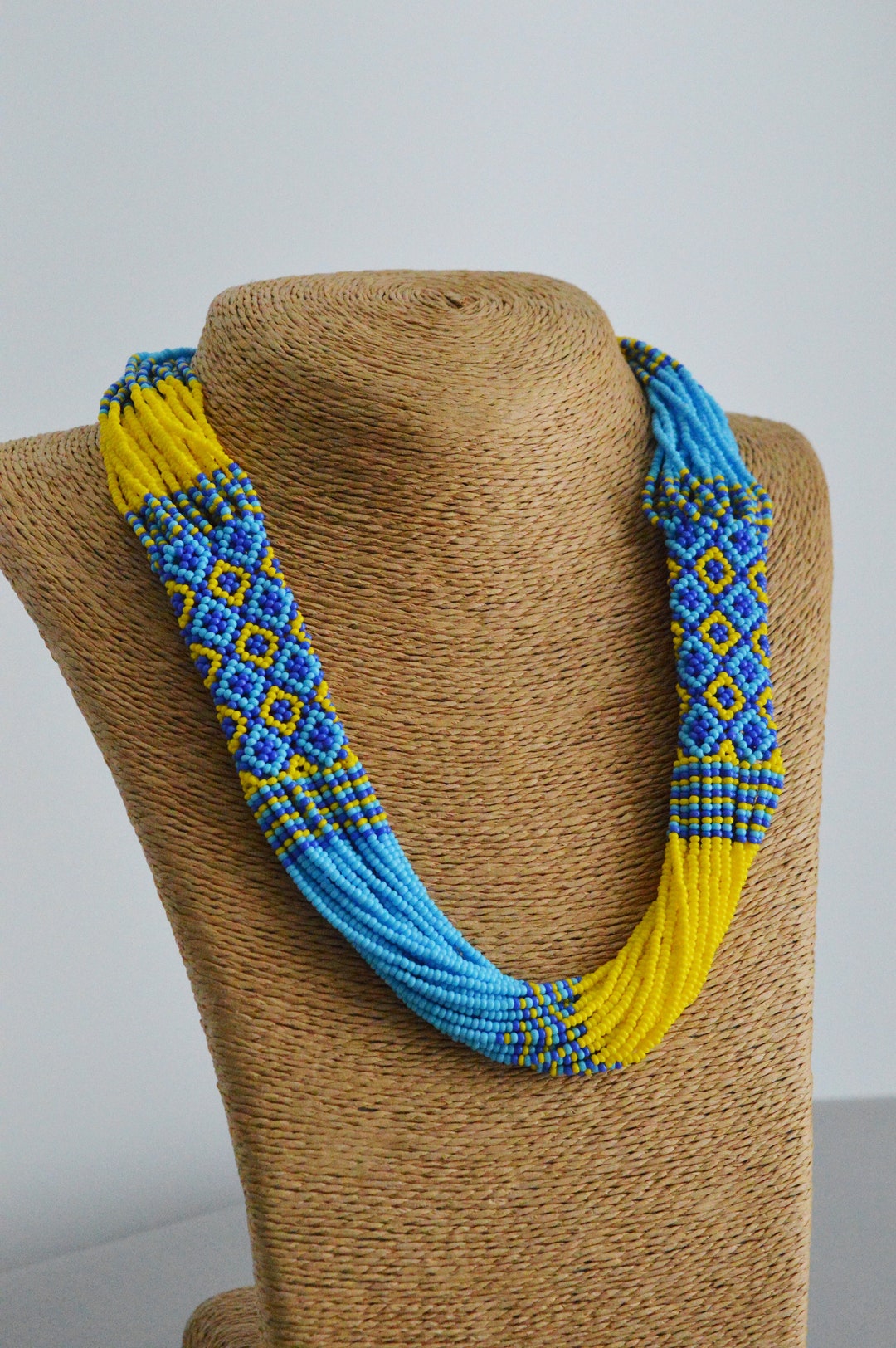 Ukrainian Bead Necklace, Ukrainian Collar Necklace, Sylyanka, Bohemian ...