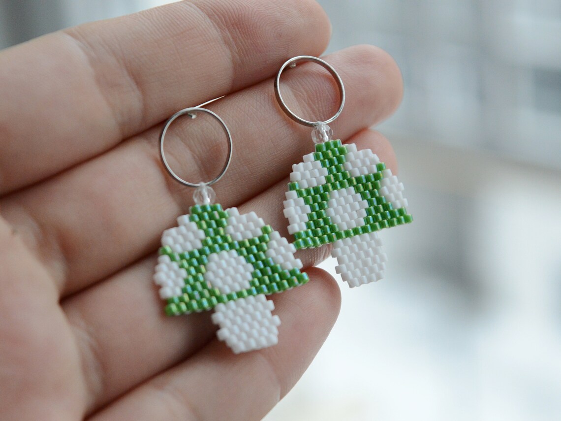 Bead Pattern Mushrooms Brick Stitch for Bead Weaving Red | Etsy