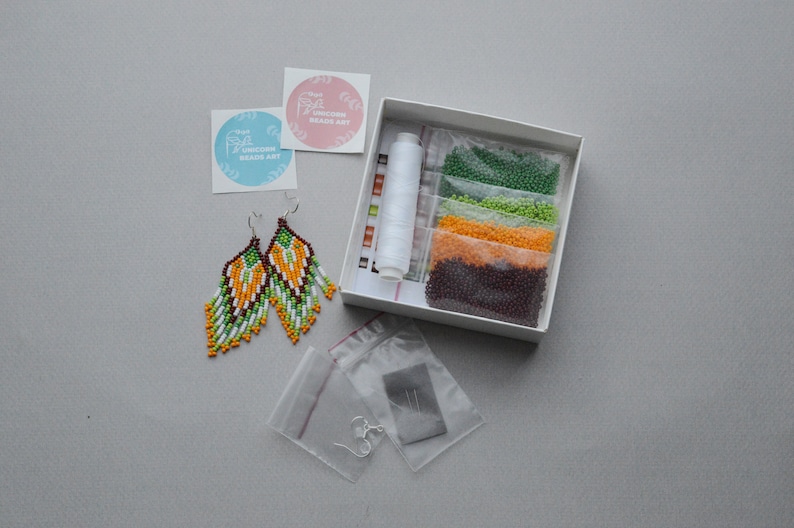 DIY Beaded Earrings Kit | for Beginner Pattern Fringe Earrings Kit ...