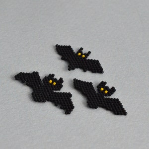 Bats Charms, Bead Pattern Halloween, Brick Stitch for Bead Weaving, DIY ...