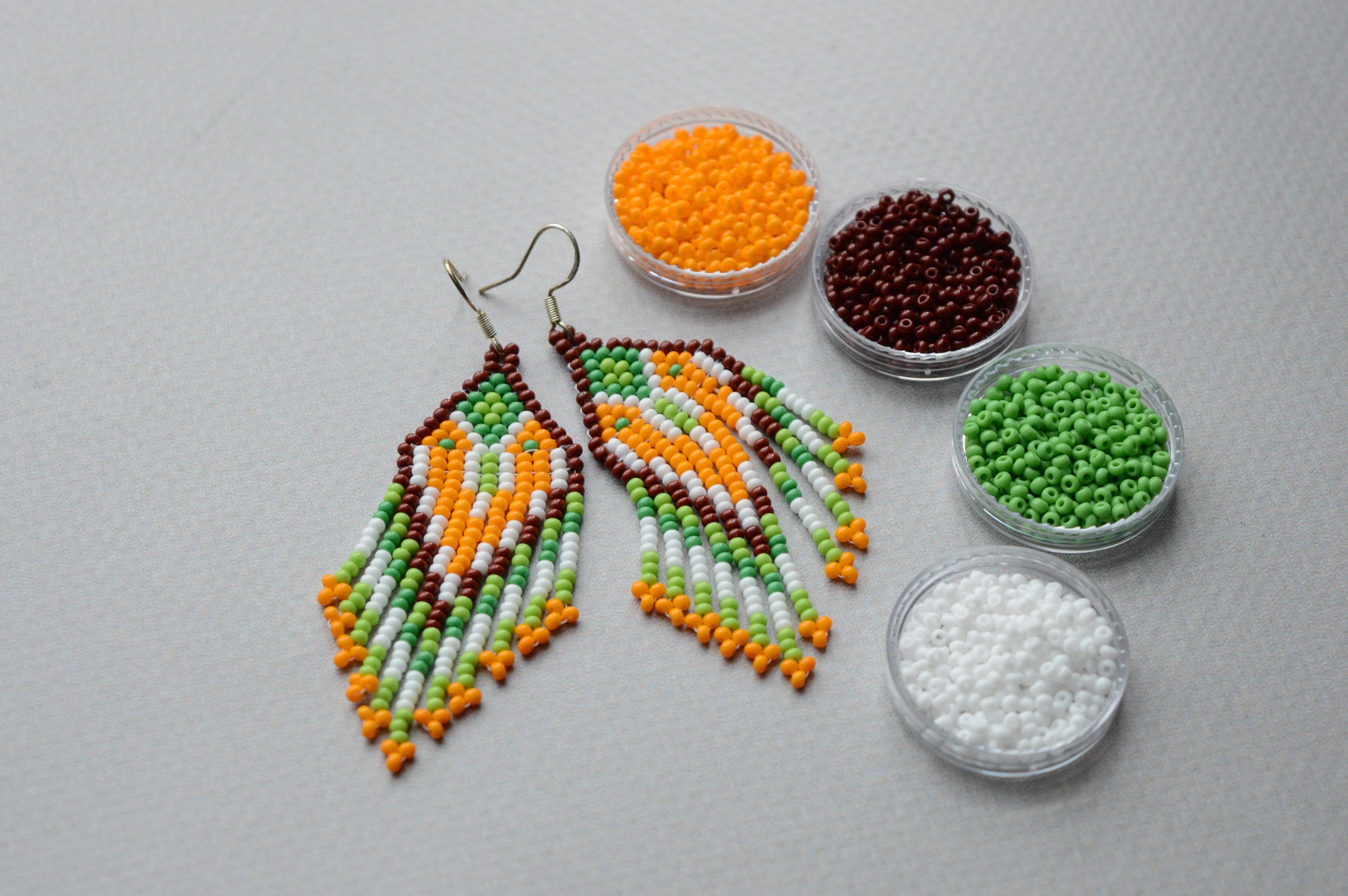 DIY Beaded Earrings Kit for Beginner Pattern Fringe Earrings | Etsy