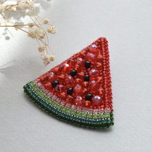 Red Watermelon Bead Booch Embroidery Kit | DIY Craft Kit Watermelon ...