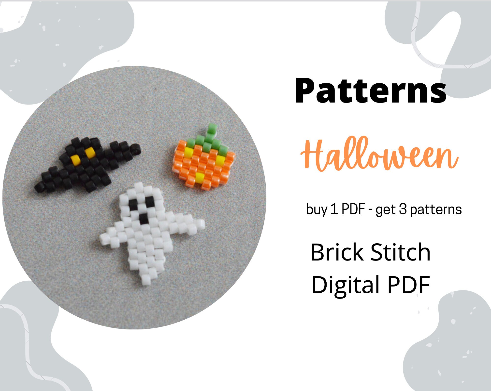 Bead Pattern Halloween Ghost Pumpkin Bat Jewelry Brick - Etsy