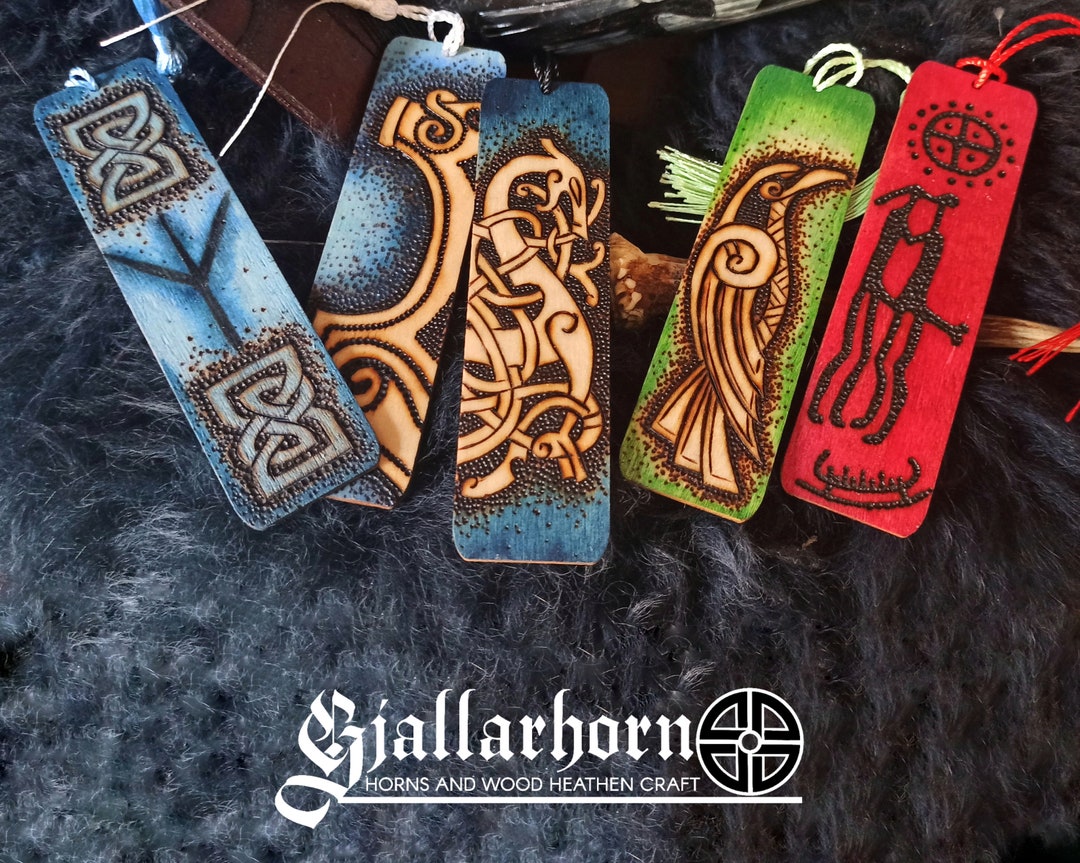 BOOKMARKS Norse and Viking Art. Bundle of Five. Pyrography and ...
