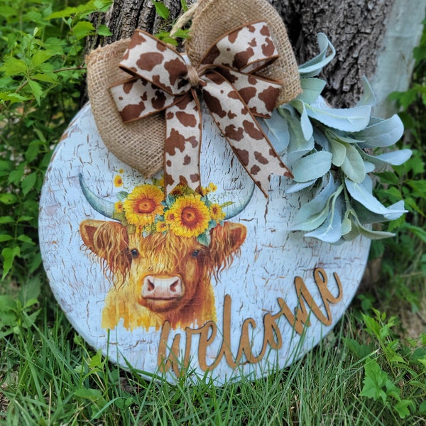 Highland Cow Welcome Sign - Etsy