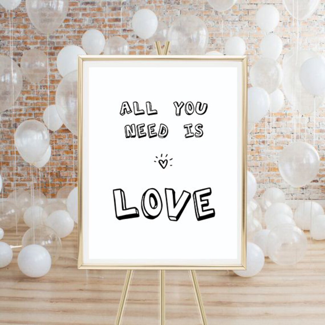 Printable Poster, Digital Download, All You Need is Love, Print, Poster ...