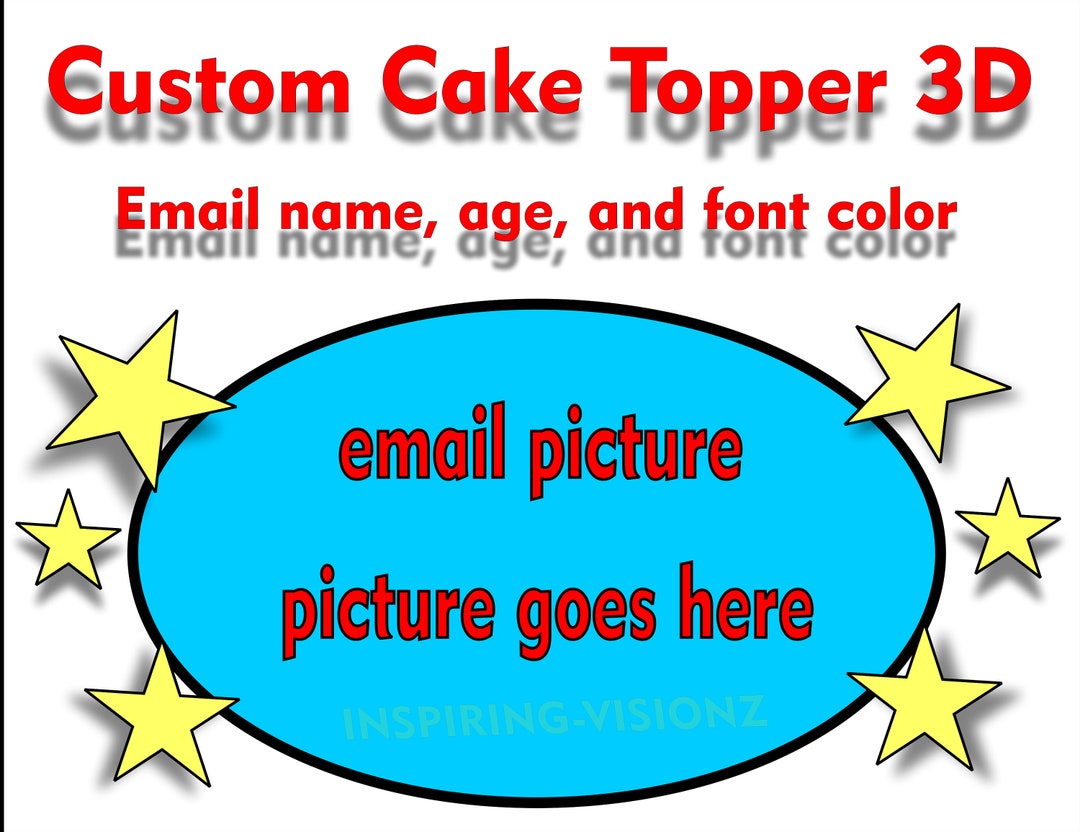 Custom 3D Style Cake Topper, Cake Decoration , Personalized Cake Topper ...