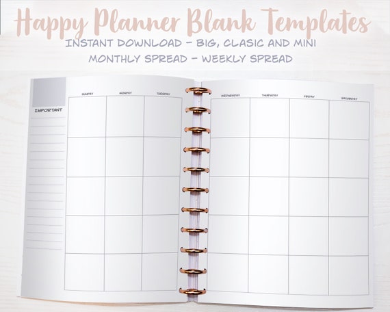 Printable Happy Planner Blank Templates All Three Sizes NO Etsy
