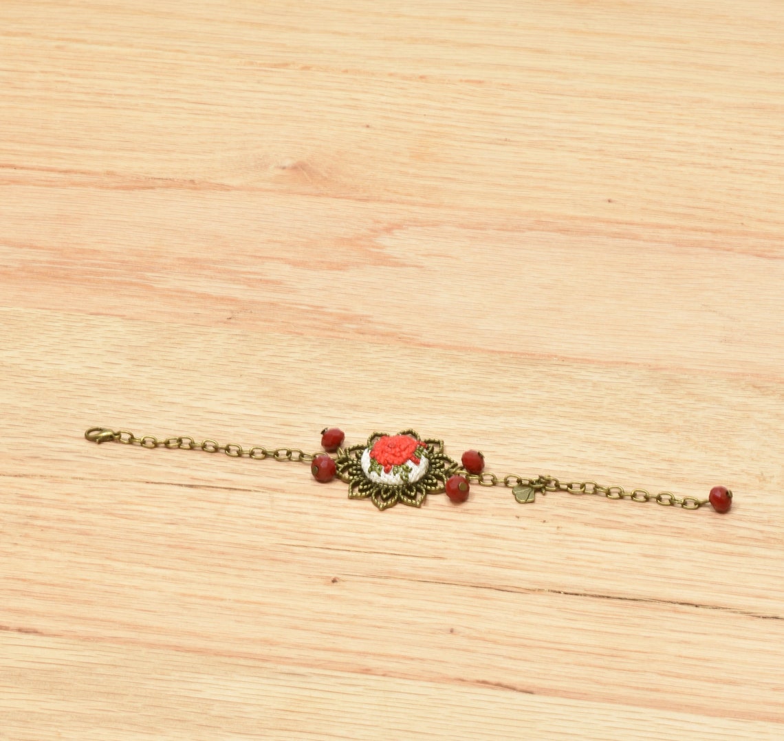 Embroidery Jewelry Hand Embroidered Bracelet Floral - Etsy
