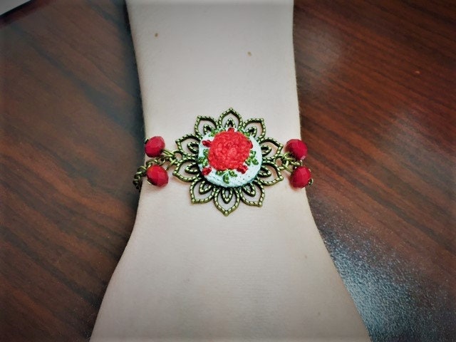 Embroidery Jewelry Hand Embroidered Bracelet Floral - Etsy