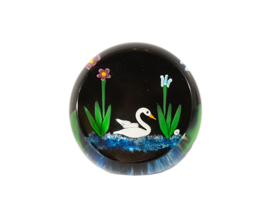 William Manson 2000 Signed Art Glass Paperweight With Swan - Etsy
