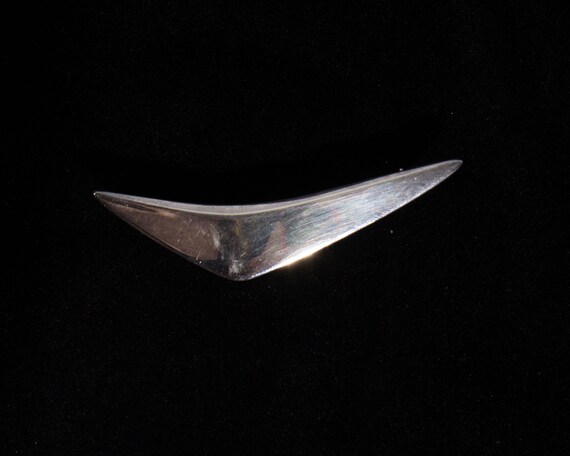 Hans Hansen Denmark Sterling Silver Boomerang Pin - Gem