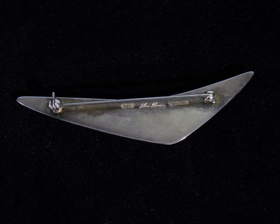 Hans Hansen Denmark Sterling Silver Boomerang Pin - Gem