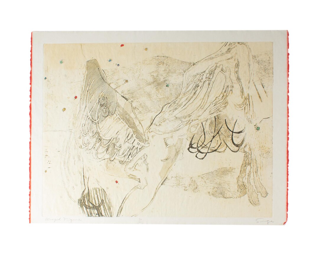 Walter Sorge Signed “winged Figure” Abstract Color Etching and Aquatint ...