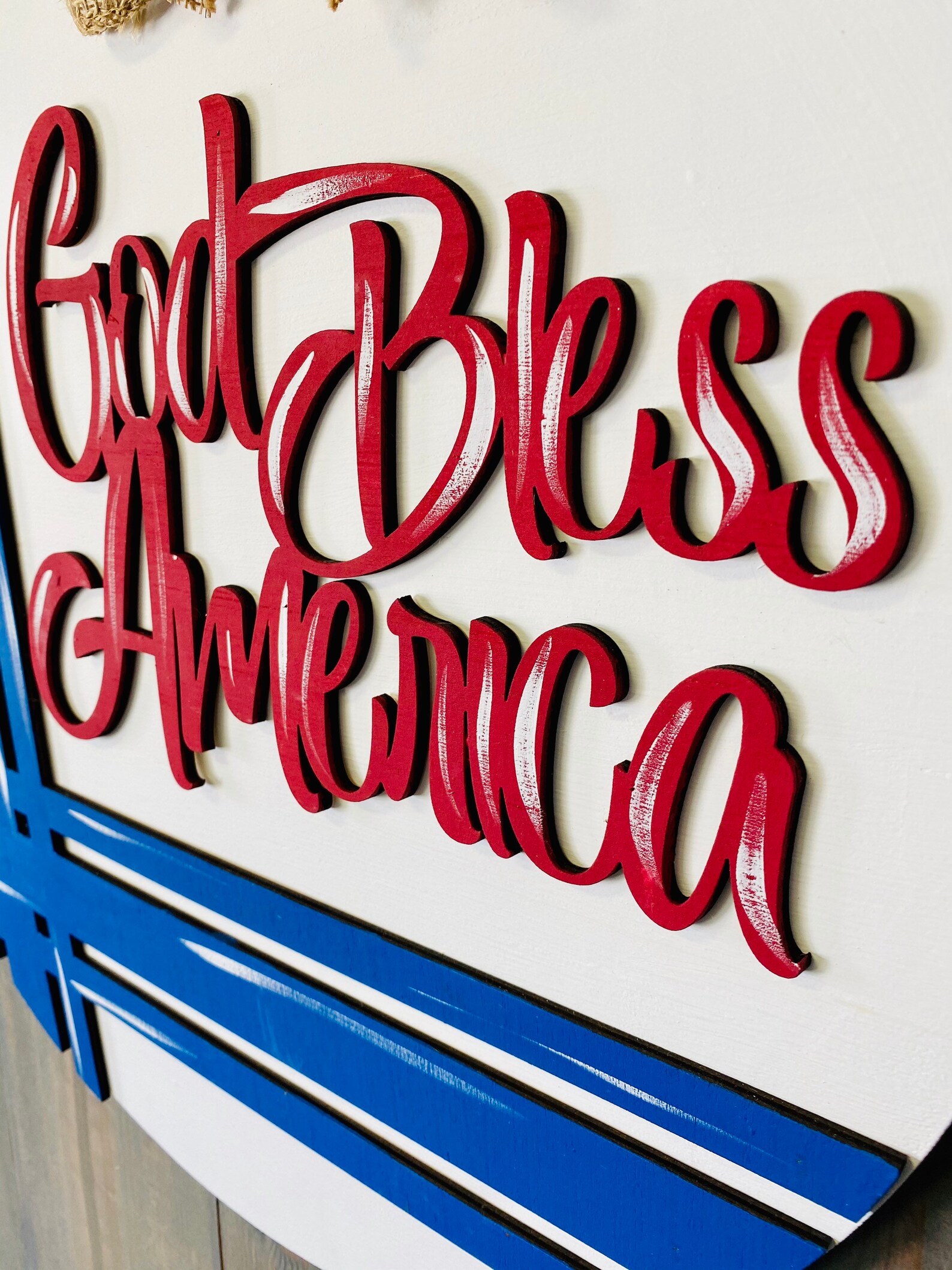 God Bless America Door Hanger Usa Door Hanger Patriotic Etsy