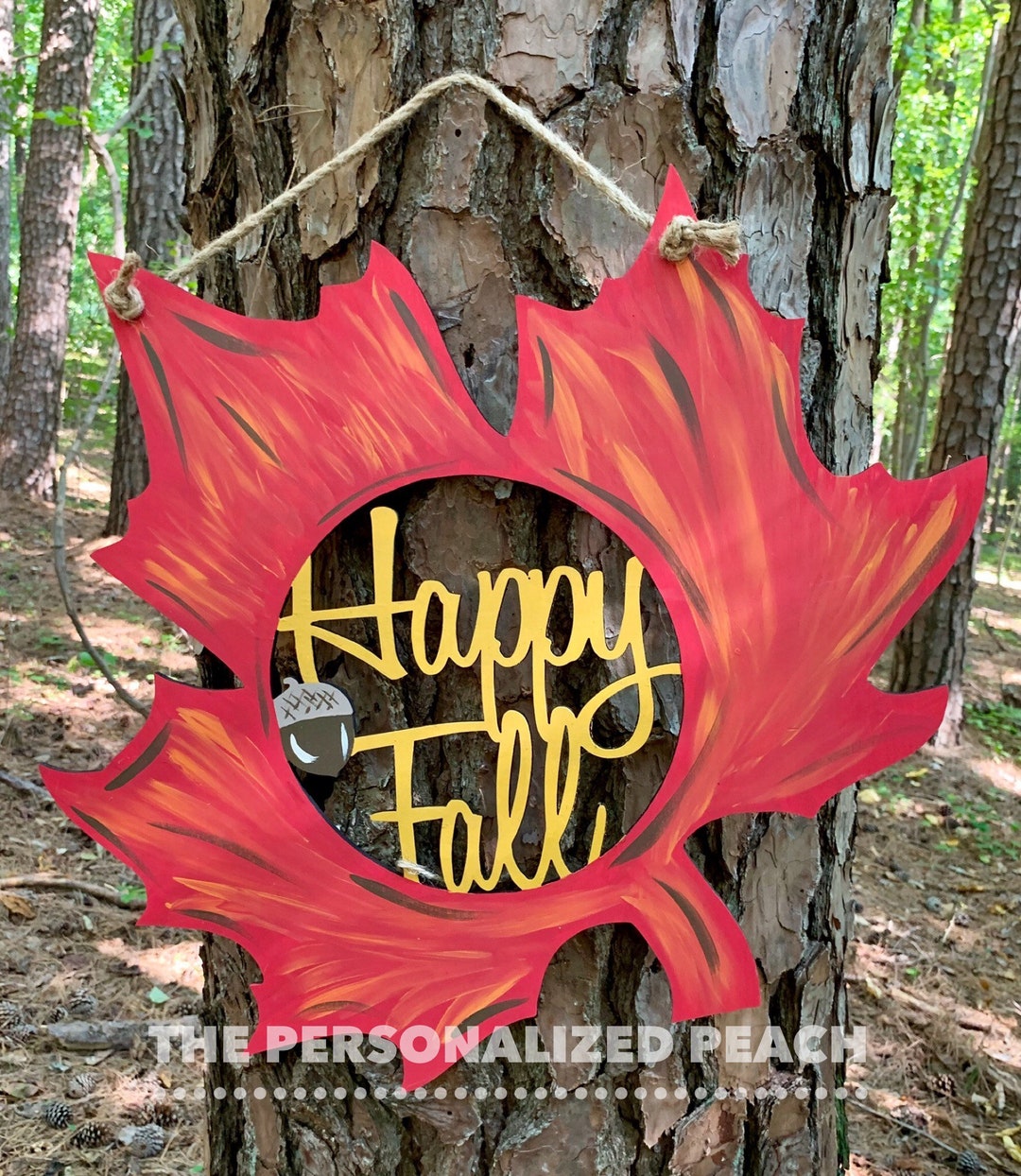 Happy Fall Leaf Door Hanger - Etsy