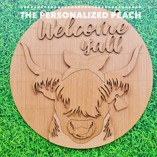 Highland Cow Door Hanger Template - Etsy