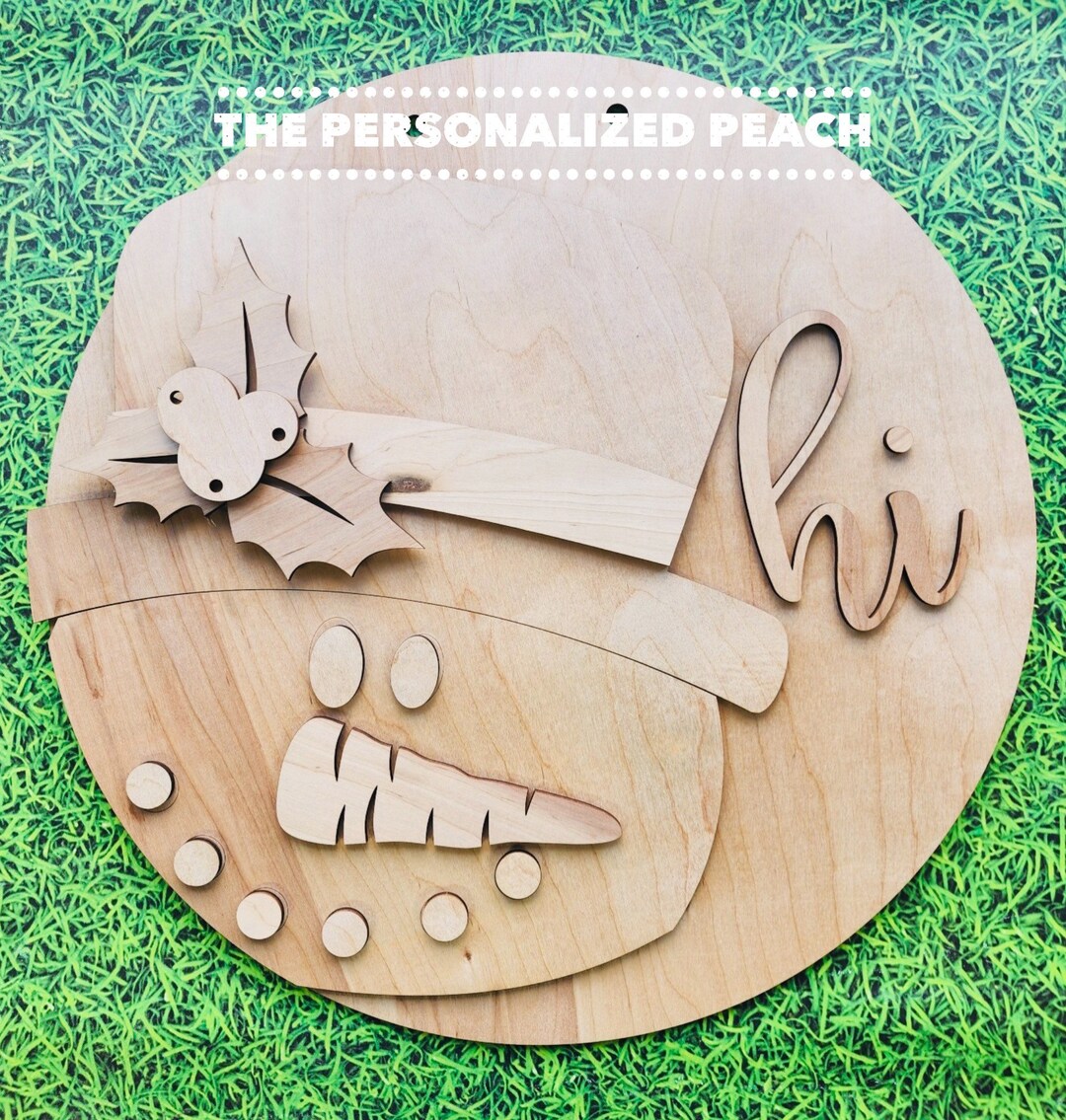 Snowman Hi Laser Cut Door Hanger Blank/ Winter Wood Round Doorhanger ...