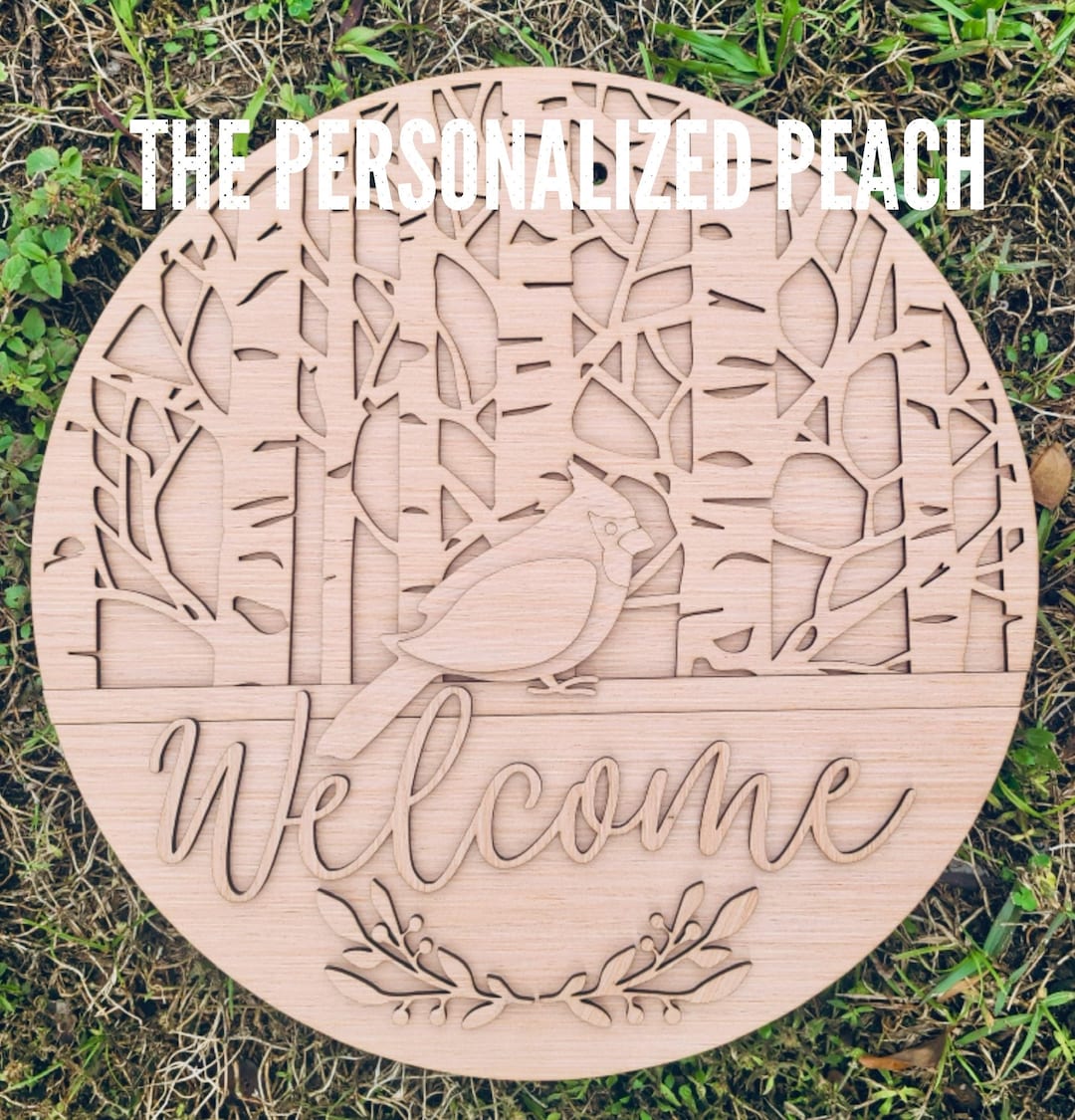 Cardinal Welcome Multi Layer Blank Laser Cut Wood Door Hanger ...