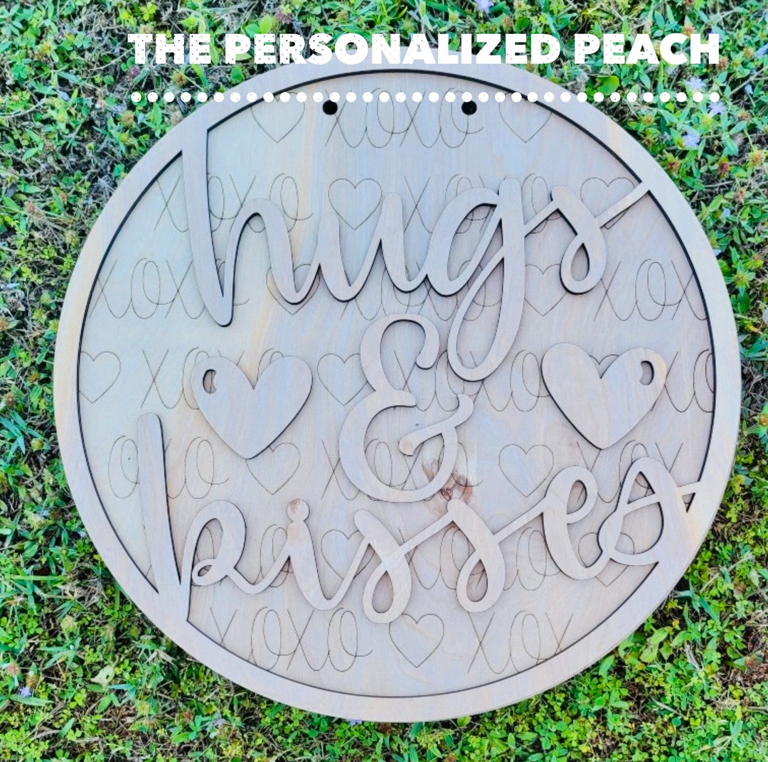 Hugs and Kisses Valentine Door Hanger Blank/ Valentines Door Hanger ...