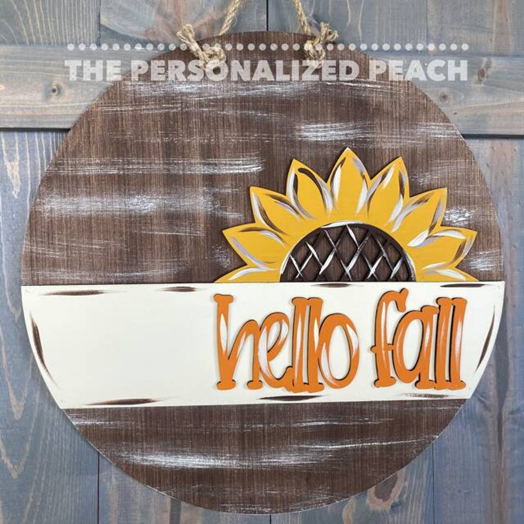 Hello Fall/sunflower Accent/door Hanger/laser Cut - Etsy