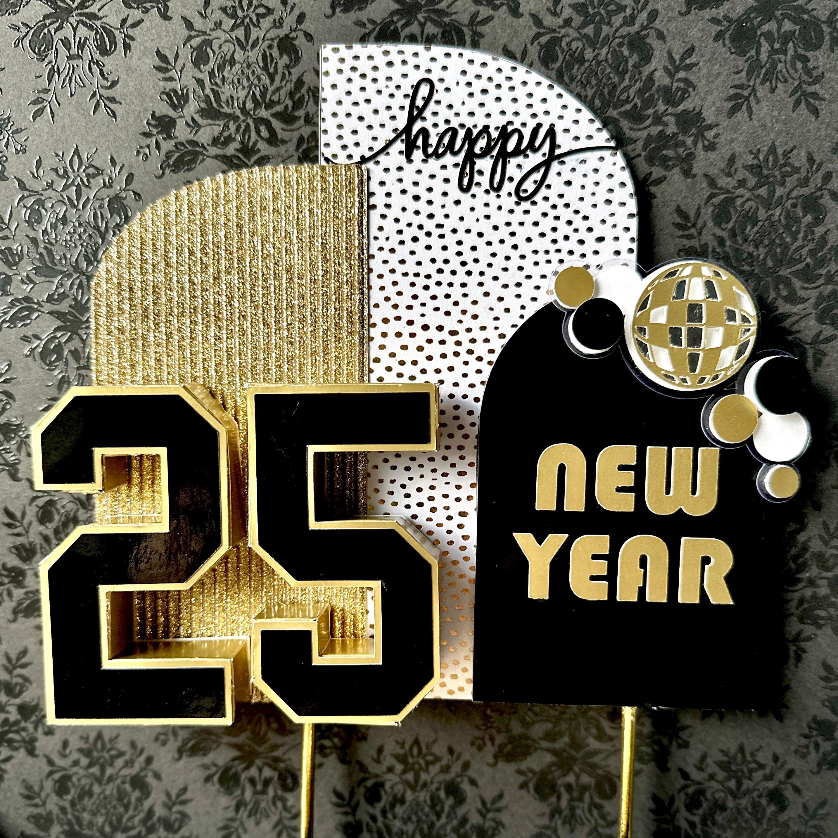Elegant Black and Gold New Year’s Eve 2025 Cake Topper – Festive Party ...