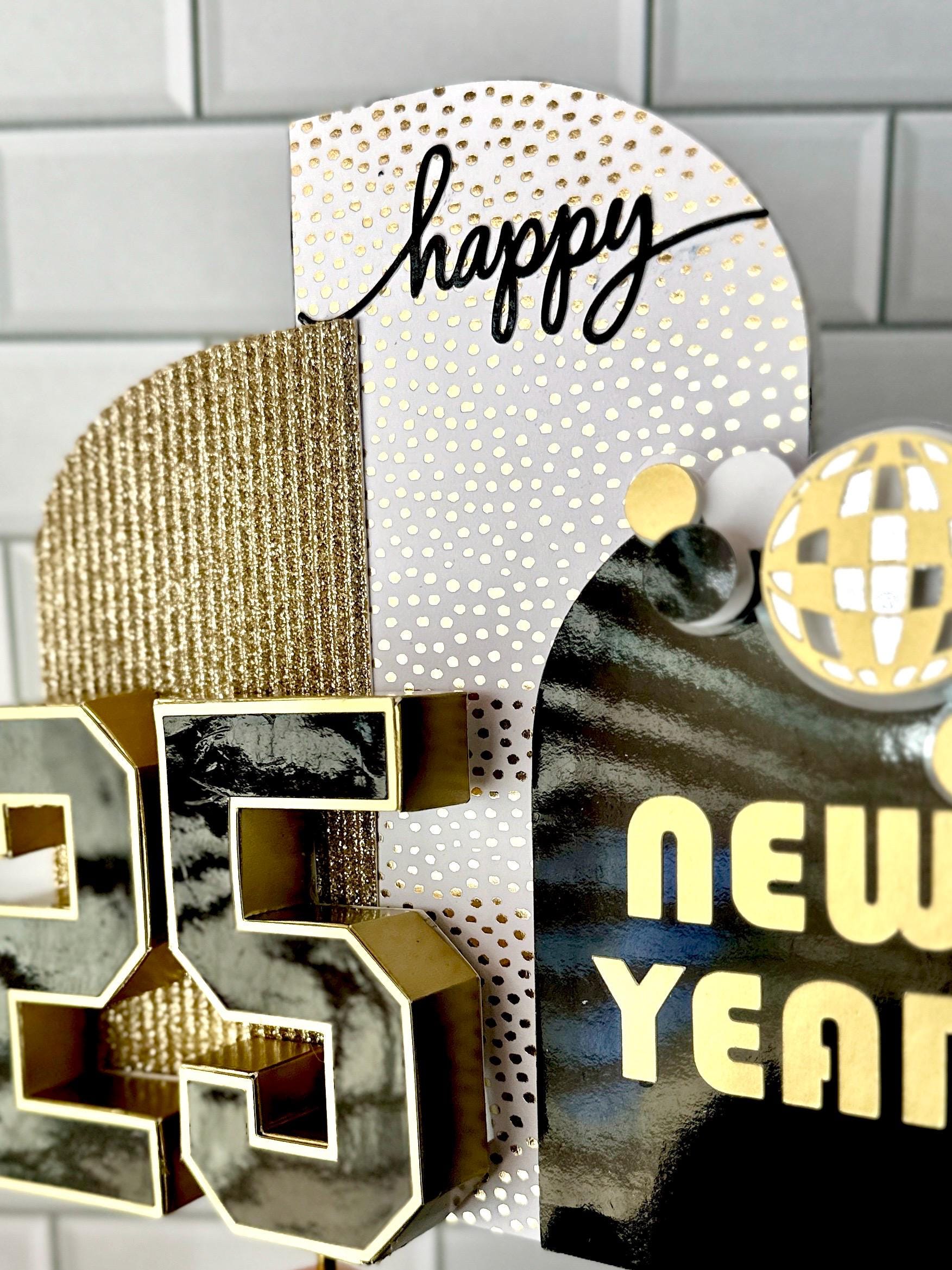 Elegant Black and Gold New Year’s Eve 2025 Cake Topper – Festive Party ...