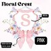 Watercolor Floral Crest Pink & Purple– Digital Clipart Download ...