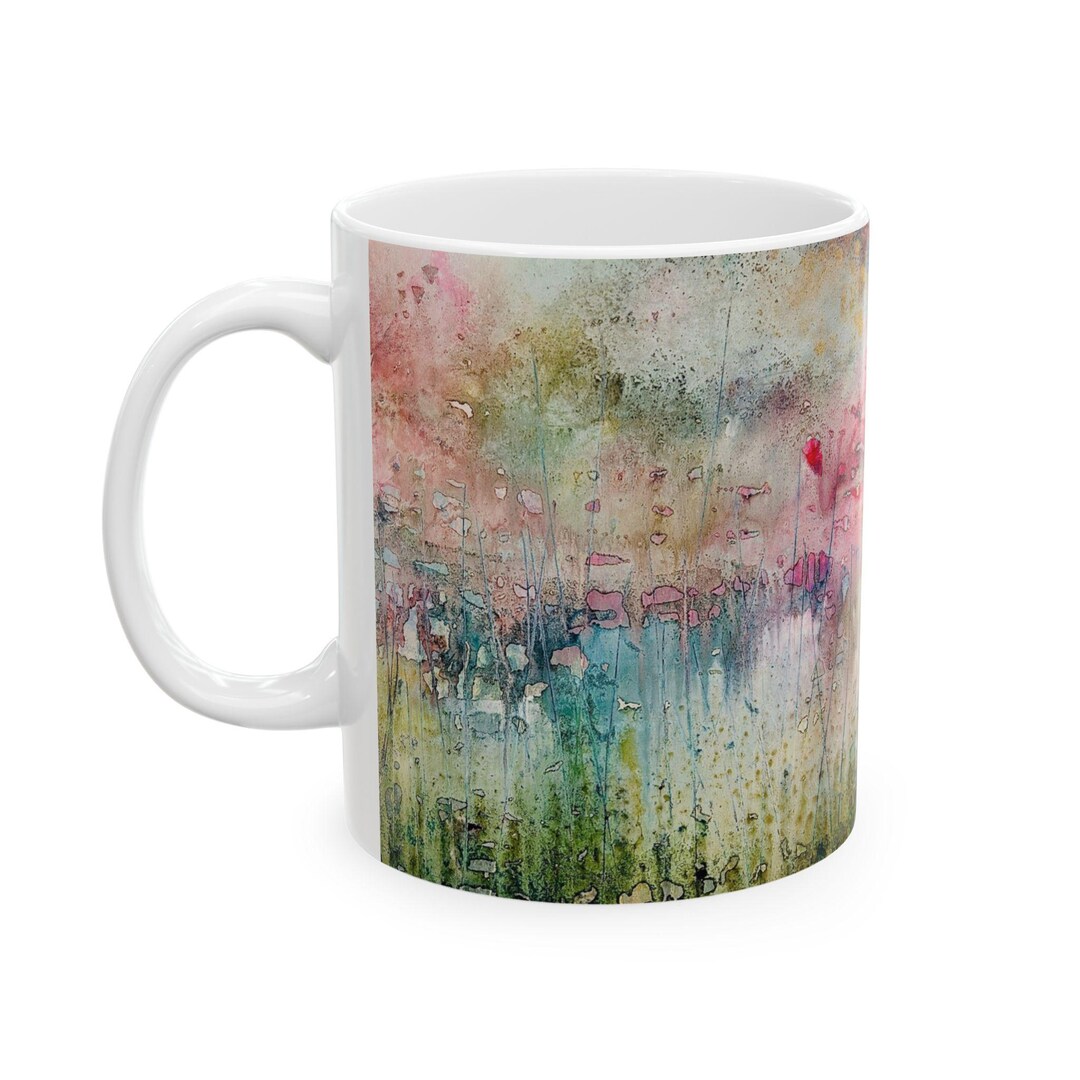 Floral Alcohol Ink Ceramic Mug, Erin Barrett Joslyn Design (11oz, 15oz ...
