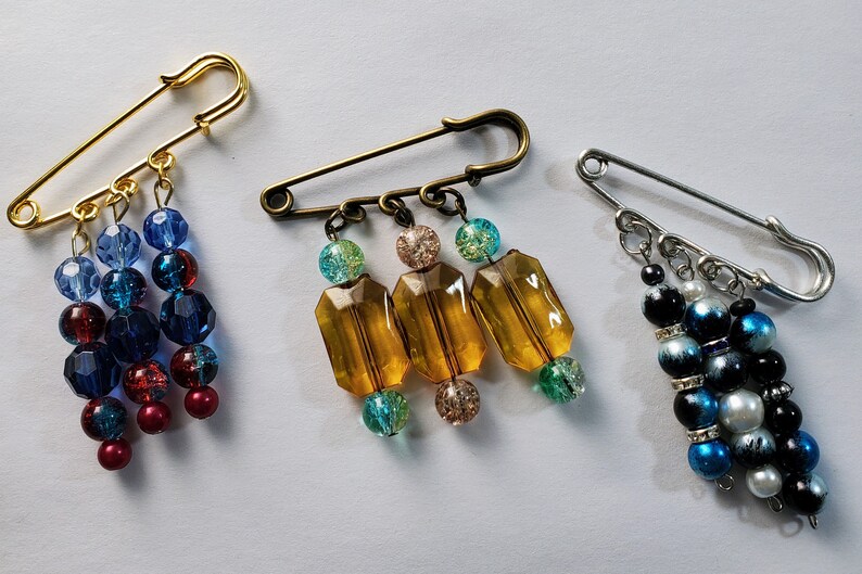 3 Brooch Safety Pin Set Kilt Safety Pins Junk Jewelry - Etsy