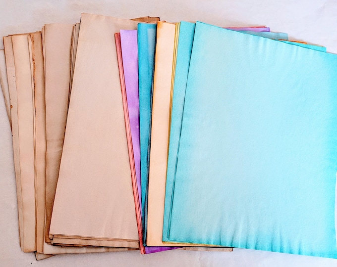 150 Pcs of Tea and Coffe Dyed Paper, Hand Painted Paper, Gellii Prints ...