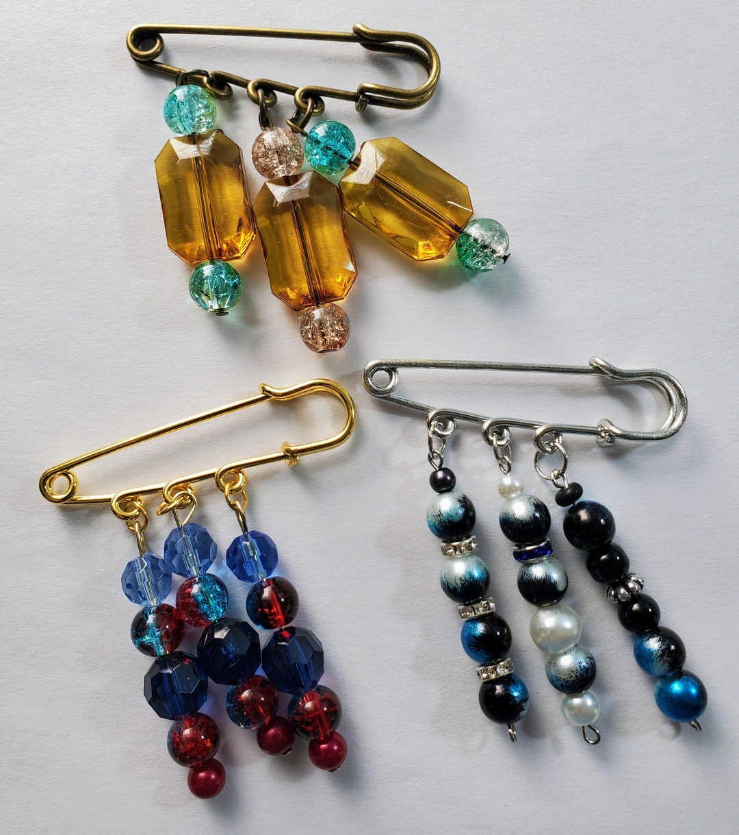 3 Brooch Safety Pin Set Kilt Safety Pins Junk Jewelry - Etsy
