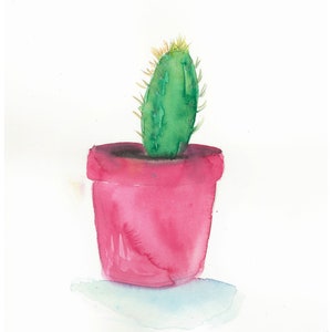 Watercolor Cactus in Pink Pot Painting by Bethany Kerr - Etsy