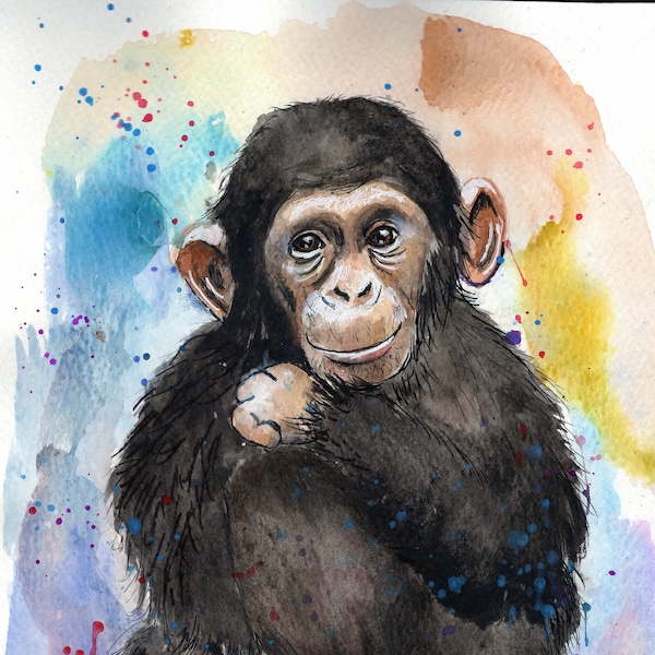 Chimpanzee Art - Etsy
