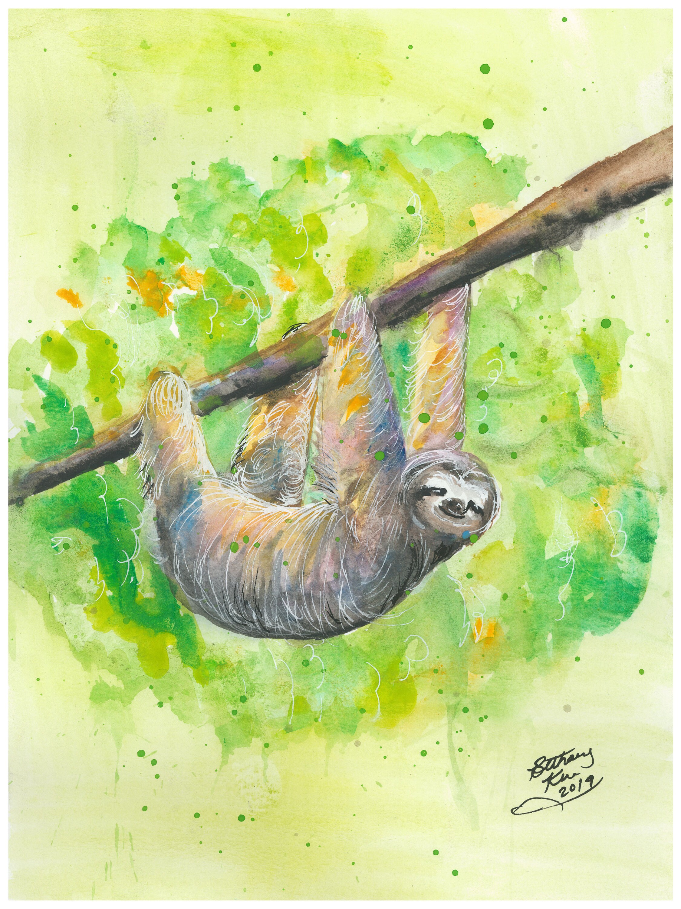 Watercolor Sloth Digital Download Art Print by Bethany - Etsy