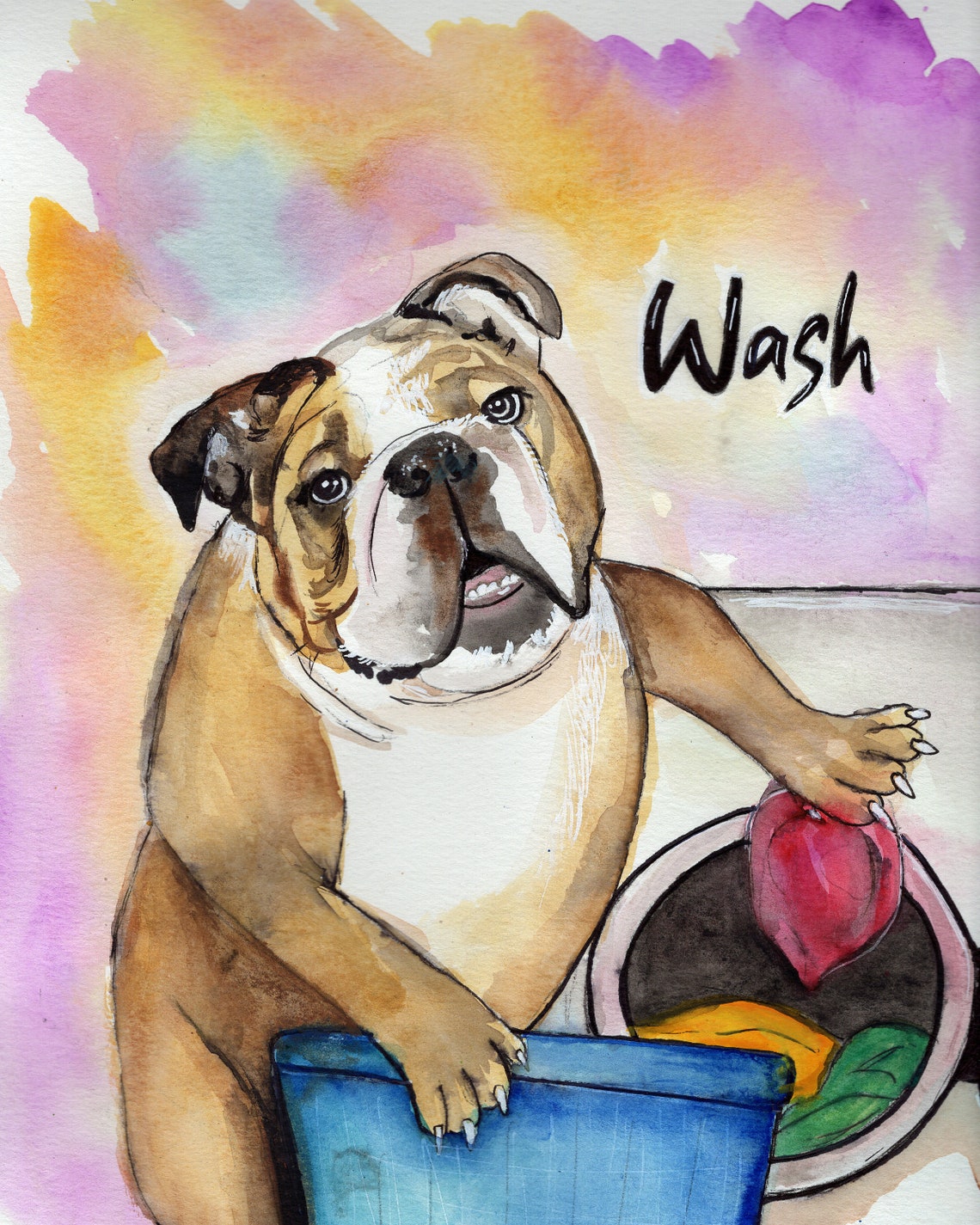 Watercolor Funny Set of Four Laundry Room Signs Puppies Doing - Etsy