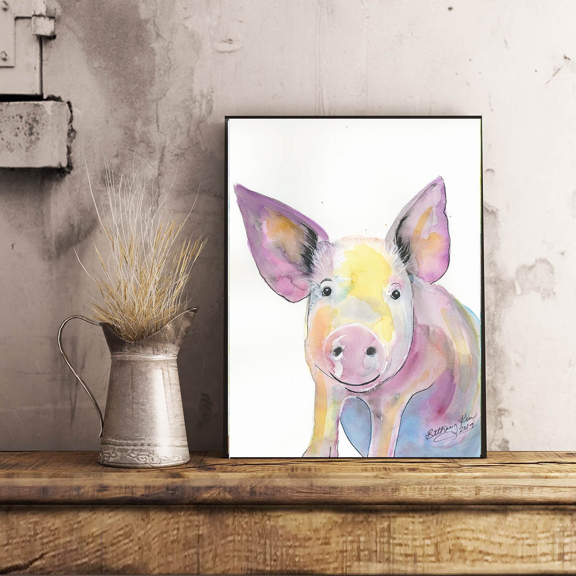 Watercolor Pig Portrait Painting by Bethany Kerr - Etsy