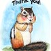 Watercolor Whimsical Thank You Chipmunk Postcard 5 X 7 Art Print by ...