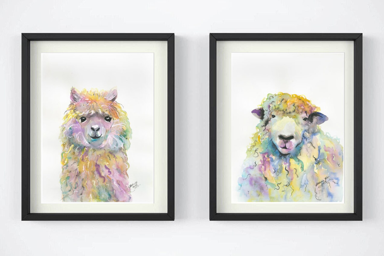 Watercolor Alpaca and Sheep Painting Art Prints by Bethany Kerr - Etsy