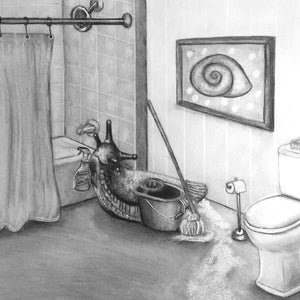 Pencil Drawing Art Print of slimy Slug Cleaning Service by Bethany Kerr ...