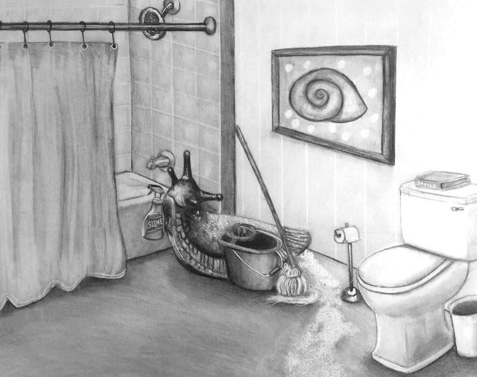 Pencil Drawing Art Print of slimy Slug Cleaning - Etsy