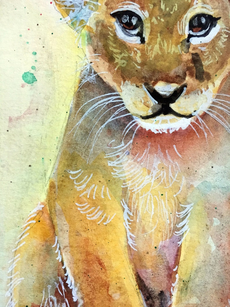 Lion Cub Watercolor Digital Download Art by Bethany Kerr - Etsy