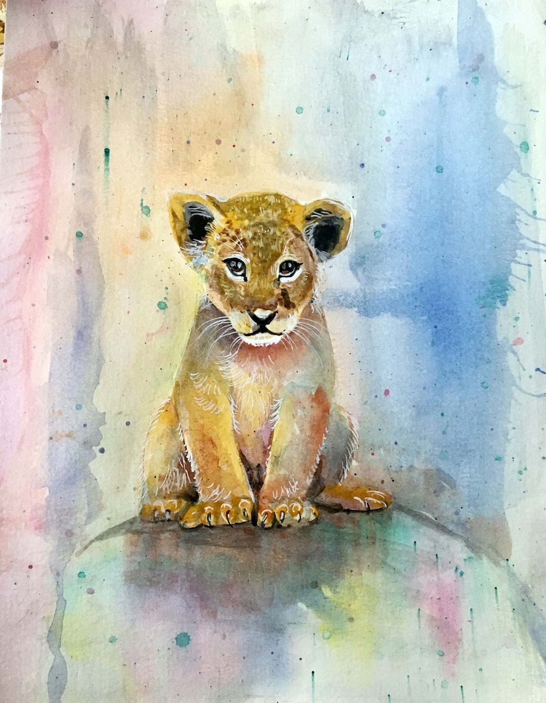 Watercolor Lion Cub Watercolor Art Print by Bethany - Etsy