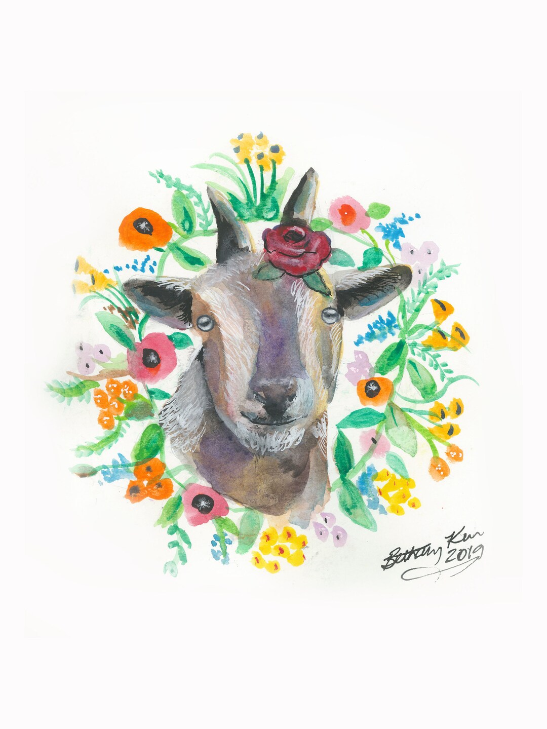 Watercolor Goat Digital Download Art Print by Bethany - Etsy