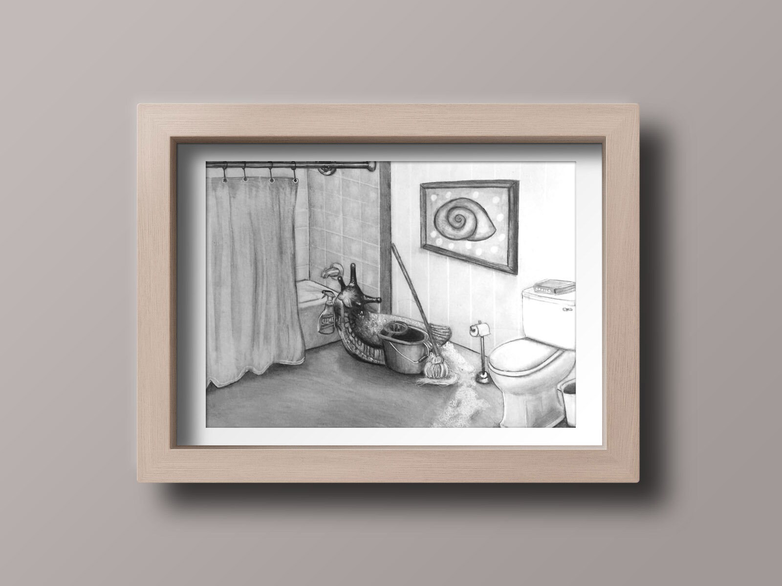 Pencil Drawing Art Print of slimy Slug Cleaning - Etsy