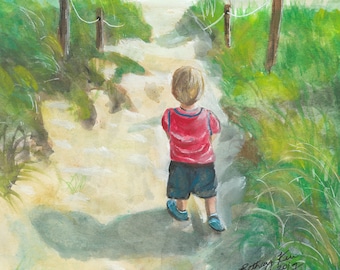 Watercolor Seahorse Beach Painting Art Print by Bethany Kerr | Etsy
