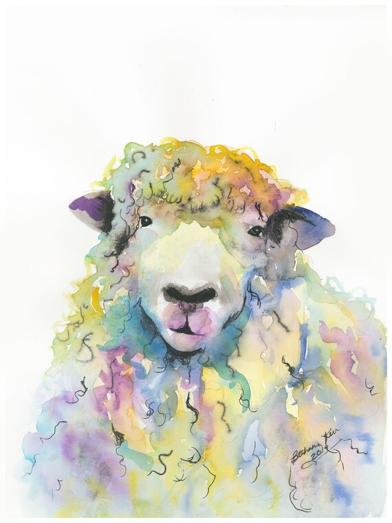 Watercolor Sheep Ewe Painting Art Print by Bethany Kerr | Etsy