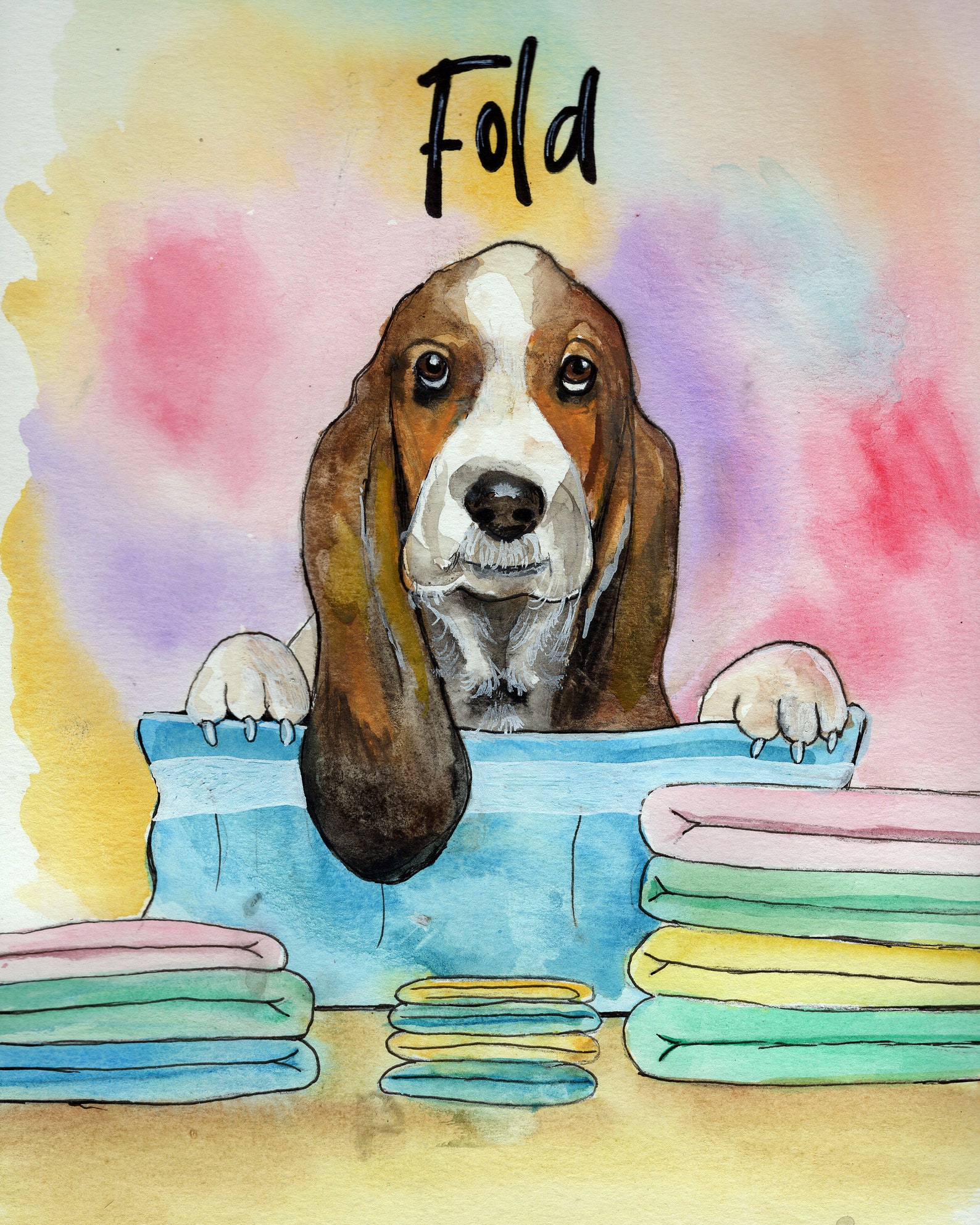 Watercolor Funny Set of Four Laundry Room Signs Puppies Doing - Etsy